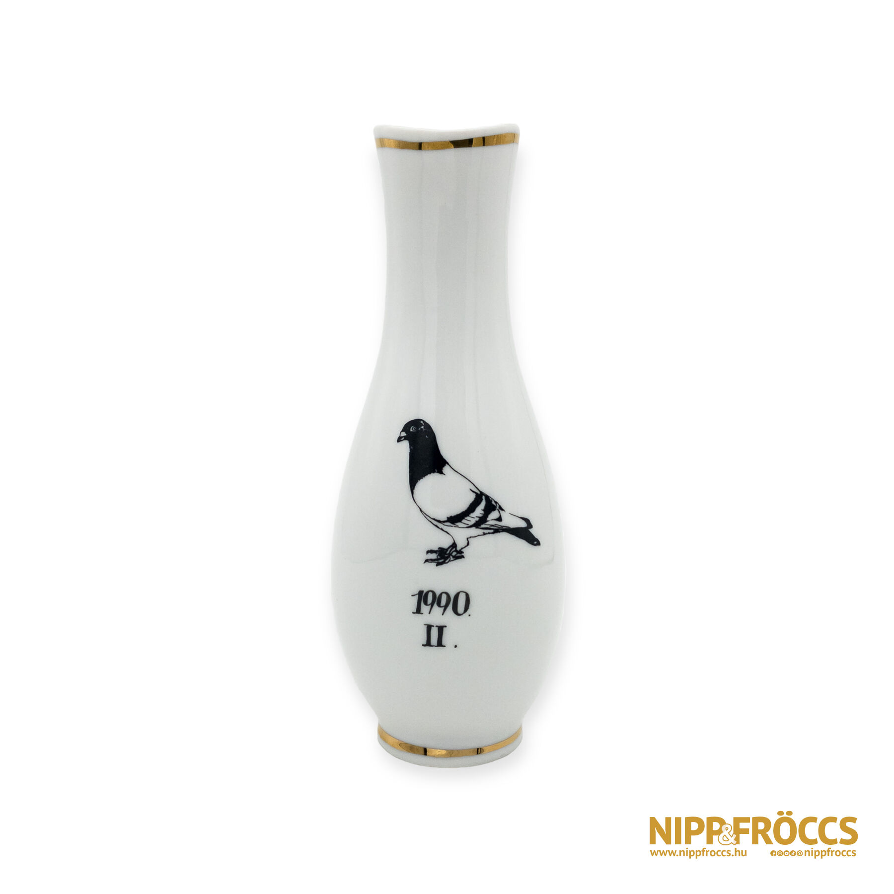 Hollóházi porcelán - Postagalamb verseny váza 1990